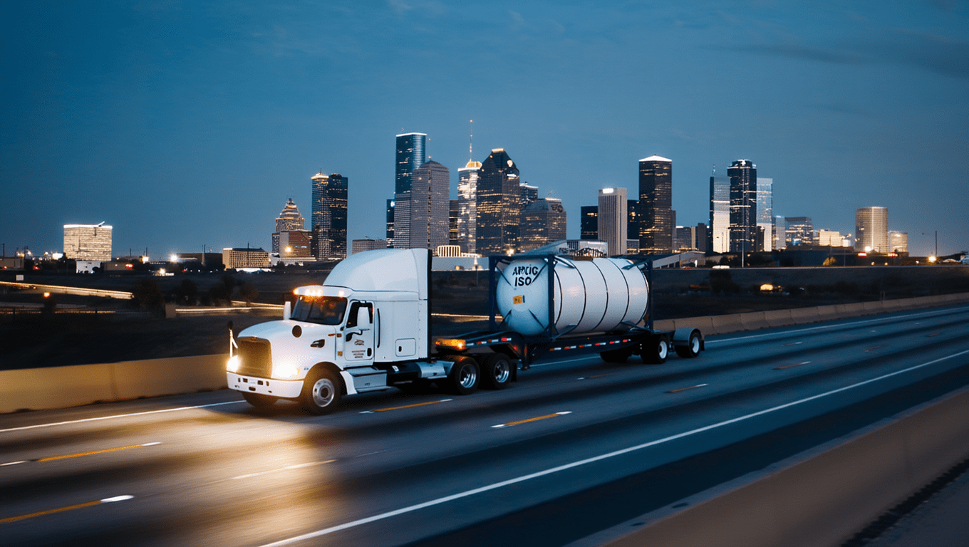 ISO Tank on road in Houston (1) | Innova Industries.